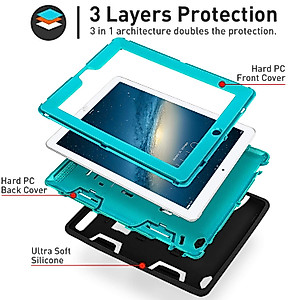 iPad Pro 12.9" Case,AICase Heavy Duty Hybrid Shockproof Hard Case Cover Rubber Stand for 2017(A1670/A1671) Apple iPad Pro 12.9 inch (Black/Mint Blue)