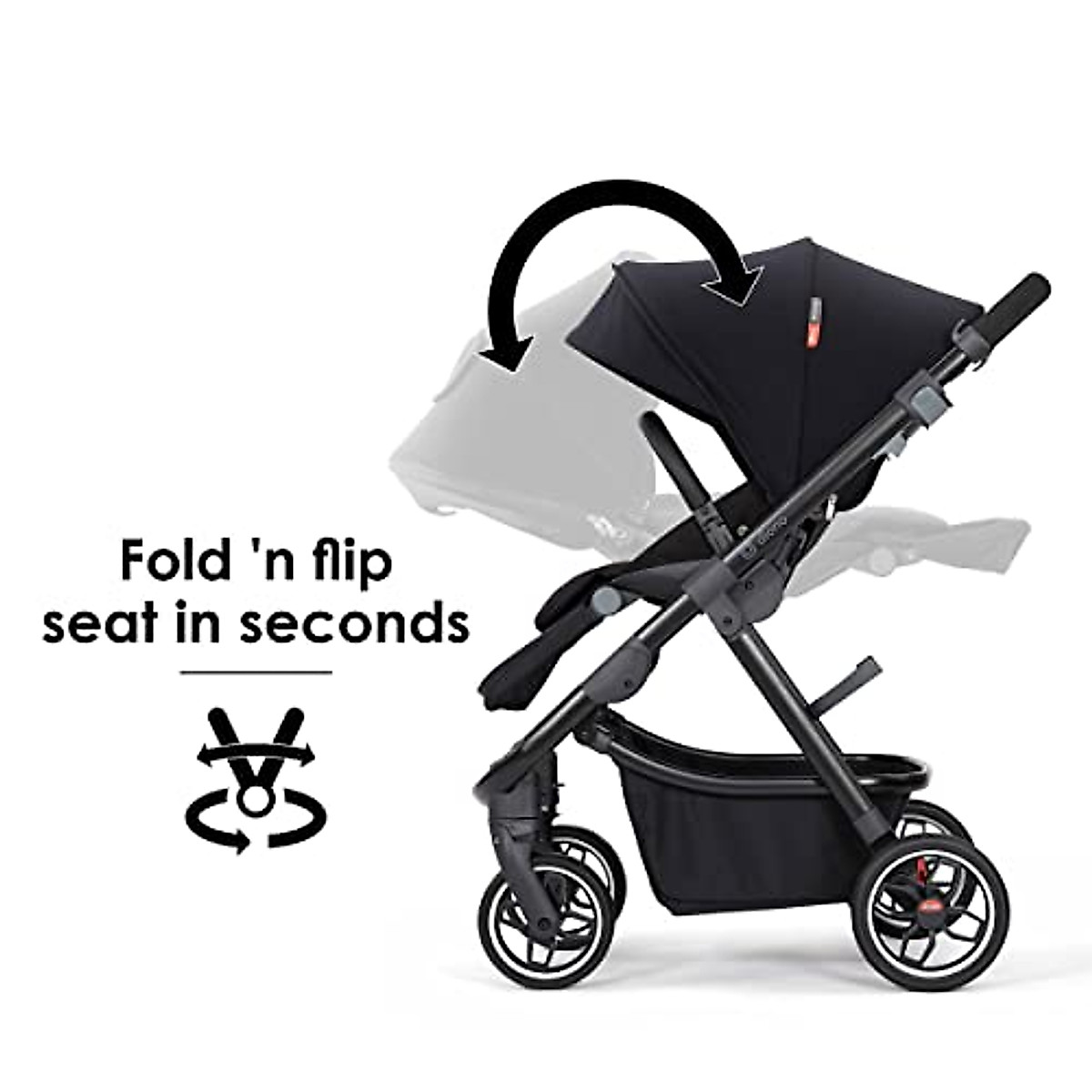 Diono Excurze Baby, Infant, Toddler Stroller, Perfect City Travel System Stroller and Car Seat Compatible, Adaptors Included Compact Fold, Narrow Ride, XL Storage Basket, Black Midnight