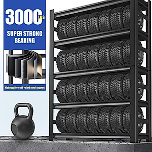 PRESTELION 78" H Garage Shelving,3000LBS Heavy Duty Garage Storage Shelves,Adjustable 5 Tier Metal Shelving Unit,for Garage Warehouse Basement Industrial Utility Racks,Black