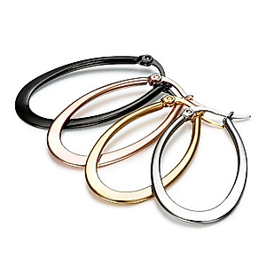 Jstyle 4 Pairs a Set Stainless Steel Teardrop Hoop Earrings for Women 40MM