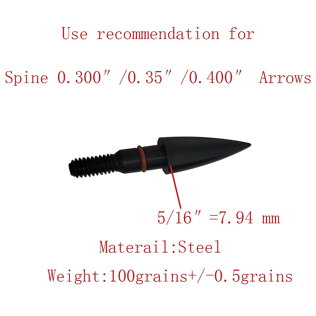 100/125/150/200 Grains Archery Field Points Practice Field Tips, Archery Target Practice Hunting Arrow Tip for Recurve, Compound Bow Crossbow, Steel Screw in Broadheads 12 PCS (5/16″-100grains)