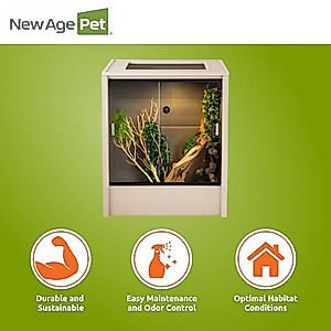 New Age Pet ECOFLEX Maple Chameleon Madagascar Vertical Reptile Habitat Lounge - Durable, Non-Toxic Wood Plastic Composite, Extra Height, Deep Floor, Removable Sliding Glass Doors with Lock