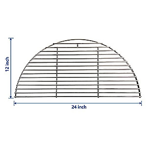 VANKEY 24’’ Half Moon Stainless Steel Cooking Grate for Kamado Joe BJ-HCIGRIDDLE ，XLarge Big Green Egg Grill Grids Grates ，Kamado Joe Big Joe Reversible Griddle Accessories