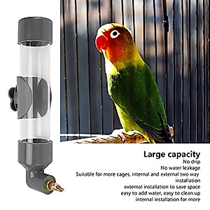 Zerodis Bird Drinker Automatic Drinking Device for Parrots Extra Wide Pressure External Indoor Installation for Bird Cage Accessories for Small, Medium Parrots (Grey)