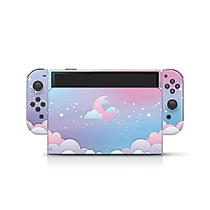 Tacky Design Clouds skin Compatible with Nintendo Switch OLED Skin - Premium Vinyl 3M Blue kawaii Nintendo Switch OLED Stickers set - Switch OLED Skin for Console, Dock, Joy Con Wrap - Decal Full Wrap
