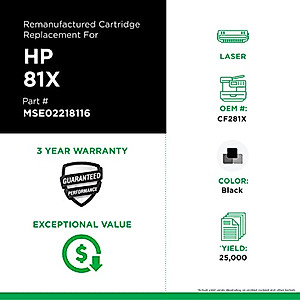 MSE Brand Remanufactured Toner Cartridge Replacement for HP CF281X (HP 81X) | Black | High Yield