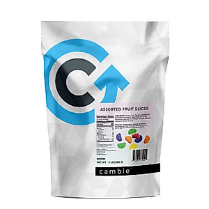 Assorted Fruit Slices Gummy Candy by Cambie | 2 lbs of Fruit Flavored Jellies | Bulk Assorted Fruit Slices Gummy Candy Packaged in a Resealable Pouch | 2 lb