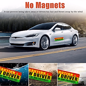 Smeyta Sticker for Car Window 3PC,No Magnetic Car Sticker and Decal,Removable Student Driver Safety Signs for Cars,Car Bumper Reflective Decal(Yellow&Red&Green New Driver,3PC)