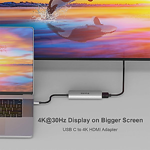 Wavlink USB C Hub, USB C to HDMI 4K@30Hz Adapter with 2 USB3.0 Ports, 65W PD Charging, SD/TF Card Reader, Type-C Mini Dock for iPad Pro/MacBook Pro 2016+/MacBook Air 2018+ and Type C Devices