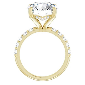 Handmade 10K Gold 6 CT Round Cut VVS1 Colorless Moissanite Engagement Ring for Women Bridal Set Moissanite Wedding Rings for Gifts Anniversary Promise Her (Yellow Gold, 9)