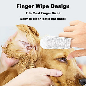 2 Pack Dog Ear Finger Wipes, Dog Ear Cleaner, Grooming Kit Care for Dogs and Cats, Soft & Easy Otic Cleaning Pads, Gently Remove Ear Wax, Dirt & Odor