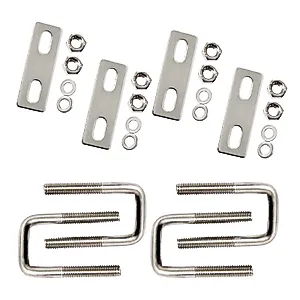 U Bolt, 4 Sets 0.8" (20mm) Inner Width 304 Stainless Steel M6 Square U-Bolt with Plate Screw Nut Fastener, Suitable for 17/18mm Pipe, Boats, and Other Home and Industrial Applications