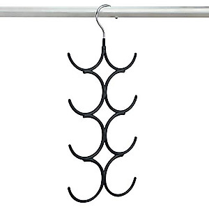 Yizhi Scarf Hanger Organizer Holder, No Snag Belt Rack Tie Hanger Sturdy 8 Hook Space Saving Closet Accessory Organizer for Scarves, Ties, Belts, Shawls, Pashminas and Jewelry (2, Black)