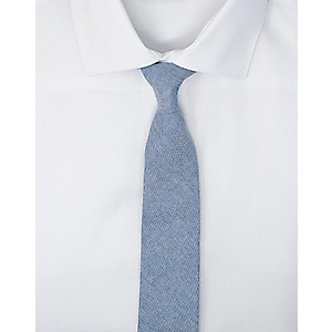 Proper Materials Men's Chambray Cotton Skinny Necktie Tie - Light Blue