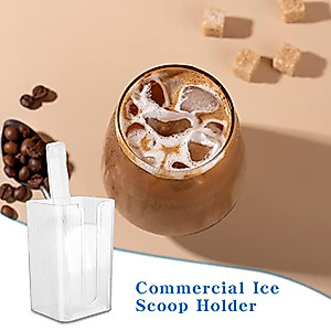 4 Pieces Magnetic Ice Scoop Holder for Side of Fridge Clear Plastic Ice Scoop Holder for Freezer Commercial Ice Scoop Holder Ice Scoop for Ice Machine with Holder for Weddings Bar Ice Bucket