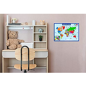 3D Learning LLF World Map Poster with Central Europe Inset - Laminated Educational Poster (14x19.5 in) - World Map for Kids, Elementary Classroom Decorations, Homeschool, and Teacher Supplies