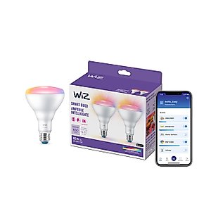WiZ Connected 65W BR30 LED Smart Light Bulbs - Connects to Your Wi-Fi - E26 Smart Bulb - Control with Voice or App + Activate with Motion - Matter Compatible - 2 Pack