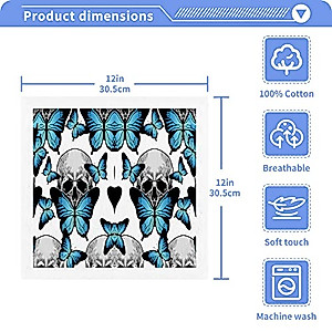Kigai 6 Pack Butterfly Skulls Washcloths – Soft Face Towels, Gym Towels, Hotel and Spa Quality, Reusable Pure Cotton Fingertip Towels