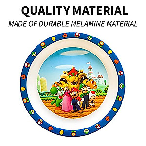 Franco Kids Dinnerware Cartoon Designed Set of 3 Kitchen Plates, 8 Inches, Super Mario