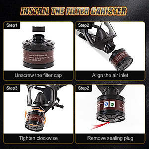HANUU Gas Masks Survival Nuclear and Chemical, Gas Mask Military Tactical Respirator, Full Face Respirator Mask with 40mm Activated Carbon Filter for Dust, Vapors, Chemicals