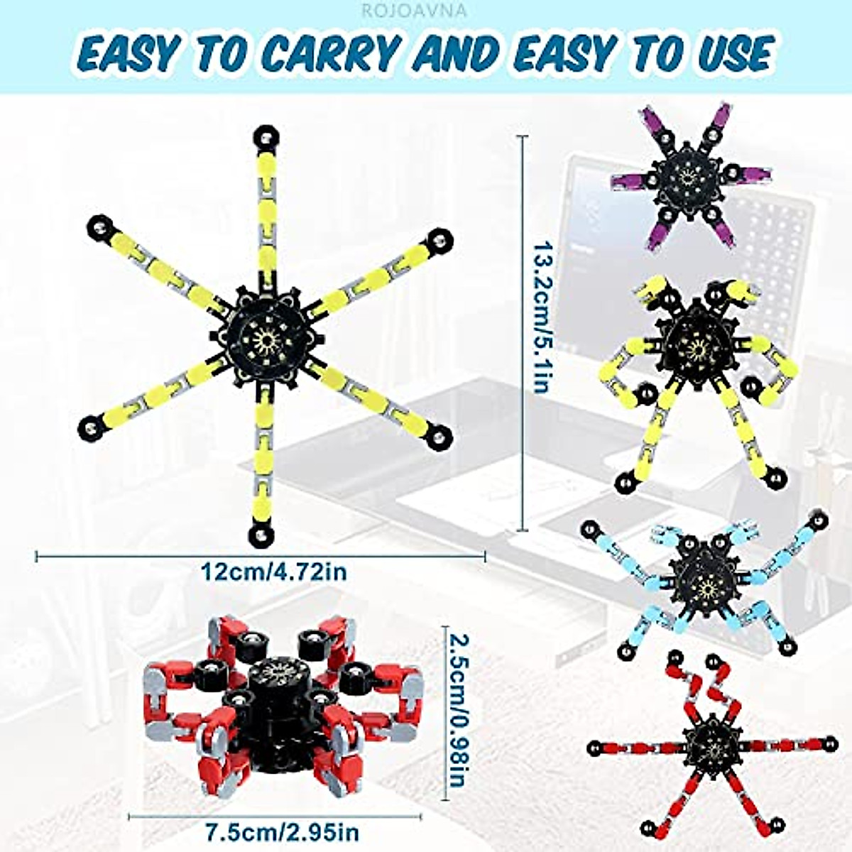 10pcs Random Colour Fidget Decompressor,DIY Deformable Robot Toys ,Decompressor ,Deformable Creative Gyro Toys,Stress Relief Chain Toy for Adults, Easter Basket Stuffers