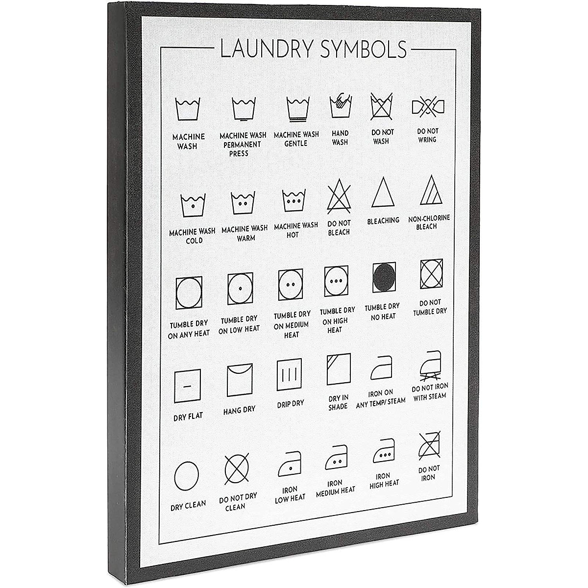 Juvale Framed Laundry Symbols Wall Art Canvas, Laundry Room Decor Sign (12 x 16 In)