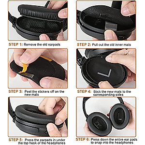 Aiivioll QC45 Replacement Ear Pads Cushions Earpads for Bose QC45 Wireless Headphones Softer Leather High-Density Noise Cancelling Foam,Earpads Repair Part（Black）