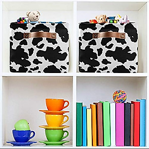 Storage Basket Bins Animal Cow Print Large Storage Boxes Cubes Collapsible Organizer with Handles, Foldable Toys Laundry Hamper for Closet Shelf Nursery, 1 PCS