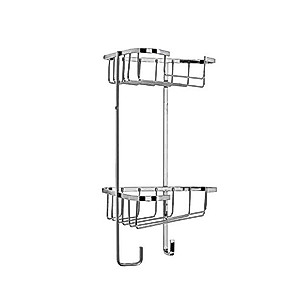 Croydex Medium Chrome 2-Tier Corner Basket Shower Caddy, 5 Year Rust Free Guarantee