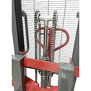Pake Handling Tools Manual Stacker Hand/Foot Pump Lift Truck - Compact and Easy to Use Hydraulic Lift - 2200 lbs Capacity for Skid/Single Sided Pallet