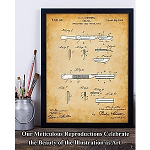 Scalpel Patent Print - Surgical Knife Poster, Surgery Room and Office Wall Decor, Gifts for Surgeon Doctors, Medical Student and Paramedic Gifts, 11x14 Unframed Art Print Poster
