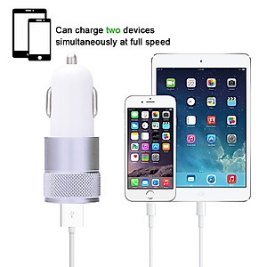 Car Charger,Sicodo 3.4A 2 Pack USB Smart Port Charger Compatible with iPhone 16 15 14 13 12 SE 11 X Pro, Max, Samsung Galaxy S24 S23 S22 S21 S20, Note20 10, LG V60 V50 V40,Google Pixel,iPad Pro