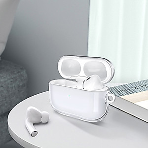 ULAK Clear for Airpods Pro 2nd/1st Generation Case 2022/2019, Soft TPU Airpods Pro 2 Clear Cover Shock-Absorbing Transparent Protective Case w/Keychain for Apple Airpods Pro Case [Front LED Visible]