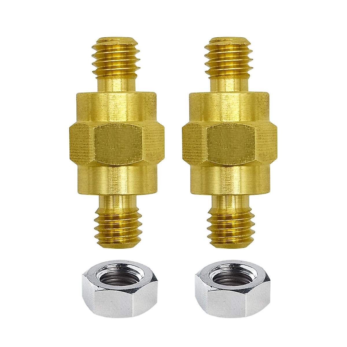 3/8"-16 Brass Stud Side Post Battery Terminal Bolt, Ampper Standard Battery Side Post Extender Stud Compatible with GM Post, Pack of 2