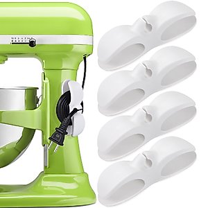 SisBroo Cord Organizer for Appliances, 4PCS Kitchen Appliance Cord Winder Cord Organizers, Cord Holder Cord Wrapper for Appliances Stick on Pressure Cooker, Mixer, Blender, Coffee Maker, Air Fryer