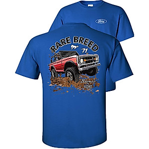 Fair Game Rare Breed Ford Bronco T-Shirt Classic Vintage Retro Bronco 1971 Truck-Royal Blue-L