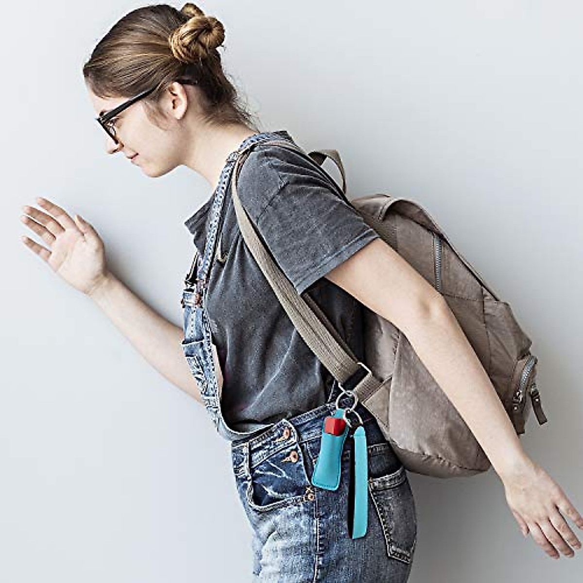 20 Pieces Chapstick Holder Keychain Lipstick Holder Lip Balm Holster Clip-on Sleeve Pouch and Wristlet Lanyard (Silver Ring)