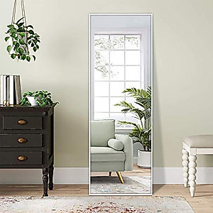 NeuType Full Length Dressing Mirror 65"x22" Large Rectangle Bedroom Floor Standing Wall-Mounted Mirror Hanging or Leaning Against Wall Aluminum Alloy Thin Frame (Silver)