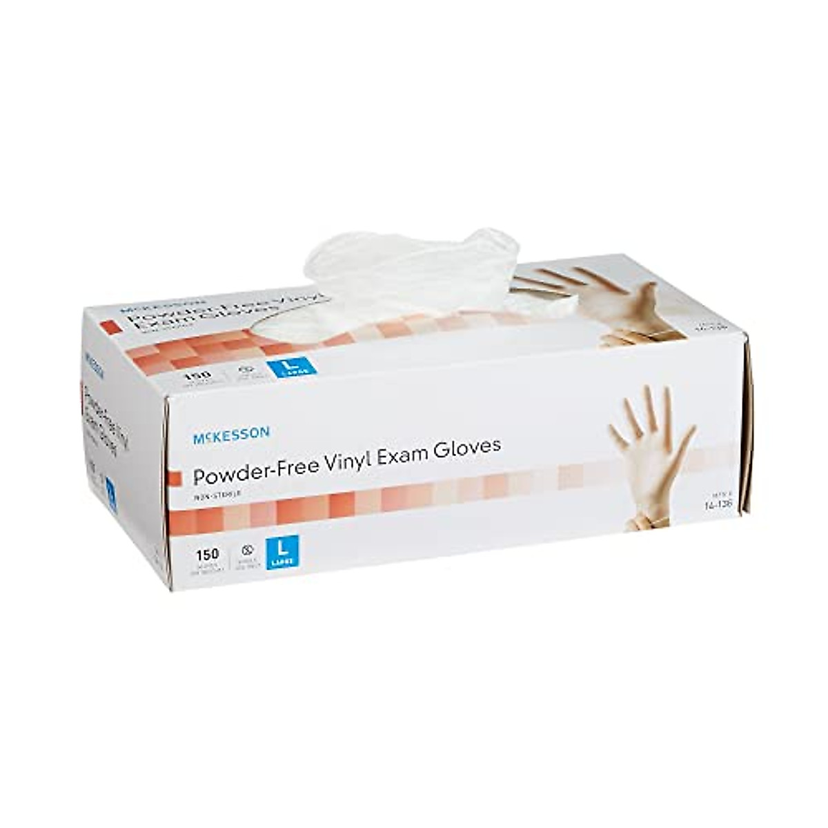 McKesson Powder-Free, Vinyl Exam Gloves, Non-Sterile, Large, 150 Count, 1 Box