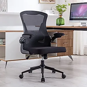BRTHORY Office Chair Height-Adjustable Ergonomic Desk Chair with Lumbar Support, Breathable Mesh Computer Chair High Back Swivel Task Chair with Flip-up Armrests - Black
