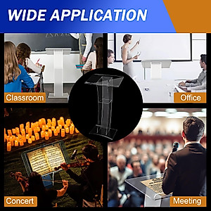 Conference Pulpit Acrylic Transparent Podium Clear Church Lectern Pulpit Office with Light and Remote Control 24x16x43 Inch (Without LED and Remote Control)