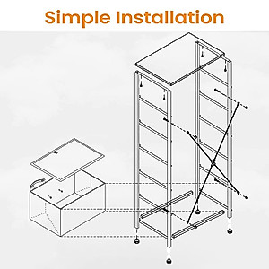 Pellebant Dresser for Bedroom with 6 Drawers, Tall Dresser Vertical Storage Tower, Sturdy Metal Frame, Fabric Storage Bins with Wooden Handle and Wooden Top, Organizer Unit for Closet/Hallway, Blue