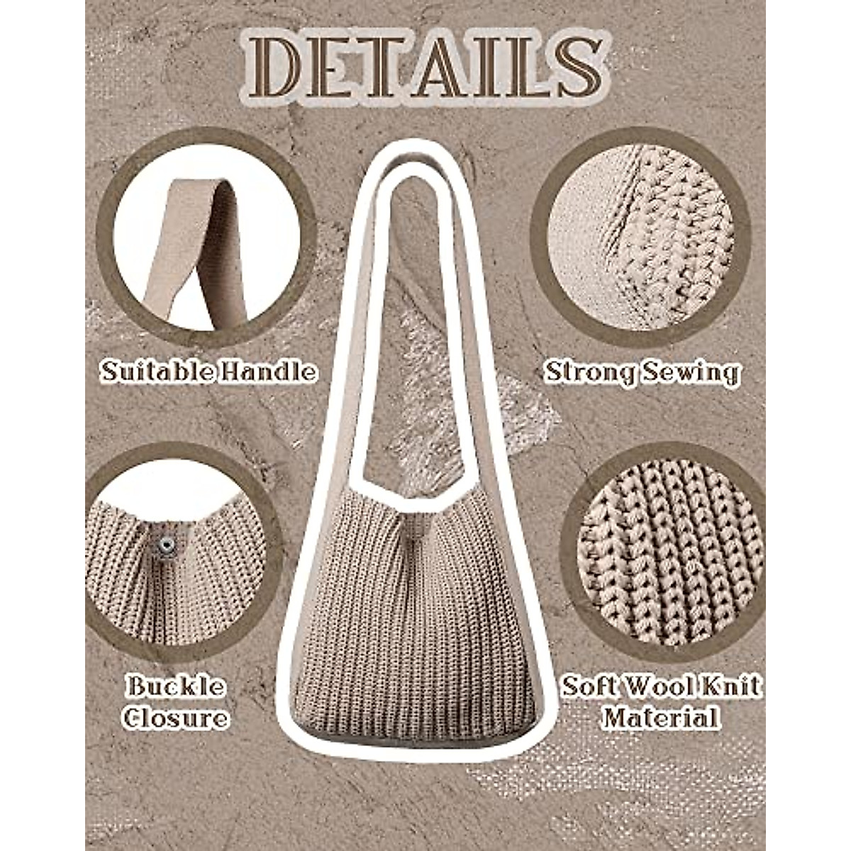 Sweetude Crochet Bags for Women Hand Crocheted Tote Bags Shoulder Knitted Woven Crocheted Tote Bags Large Handmade Aesthetic Cute Bags Shopping Travel School