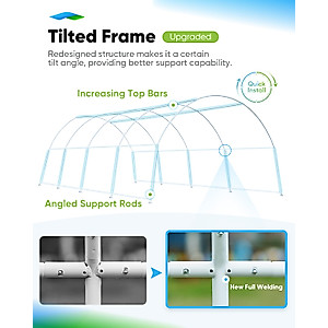 Quictent 20x10x6.6 FT Large Walk-in Greenhouse for Outdoors, Heavy Duty Gardening High Tunnel Green House, Protable Winter Hot House with PE Cover 2 Zipper Screen Doors & 8 Screen Windows, White