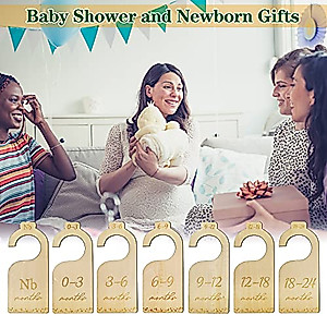 Esweny 7PCS Baby Closet Size Dividers Wooden Baby Closet Organizers from Newborn to 24 Months Dividers to Organize Nursery Closet