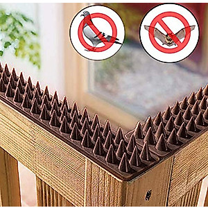 Home-X 6 Pcs Plastic Anti Cat or Bird, Keep Off Pigeon, Squirrel, Woodpecker & More Outdoor Spikes, Woodpecker, Cats, and Raccoons, Anti-Climb, Brown, Each 19 ½ " L x 1 7/8 ” W