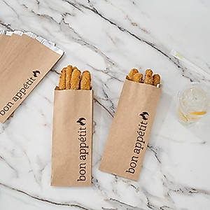 Restaurantware Bag Tek 4.5 x 11.6 Inch Foil Food Bags 100 Pint Size Hot Dog Wrappers - Greaseproof Non Vented Kraft Paper Hot Food Wraps Disposable For To Go Meals
