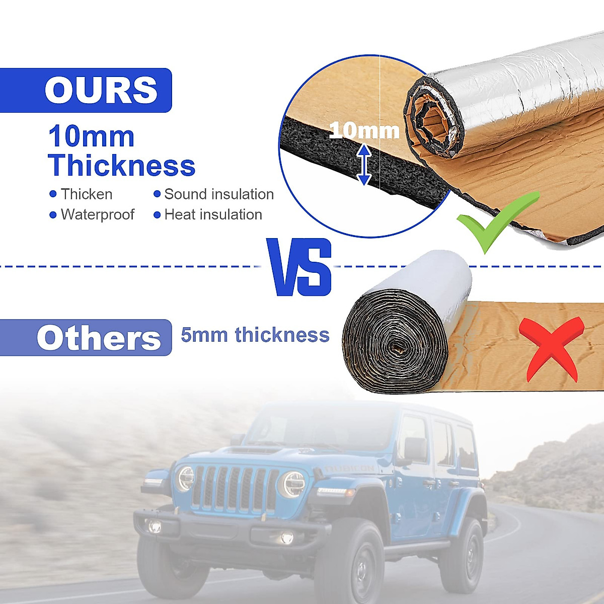 Mofun 394mil 16.14 sqft Car Sound Heat Firewall Heat Dampening Insulation Mat Deadener, Waterproof Sticker 60" x 40"