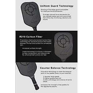 Engage Pickleball Pursuit Ultra MX - Carbon Fiber Elongated Shape Pickleball Paddle - RP2 Spin Texture - Long Handle - 1/2“ Powerful Black Core - USAP Approved - Lightweight