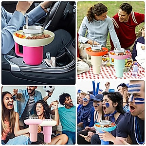 Stanley snack tray, Snack Container for Stanley Tumbler 40 oz, 4 Compartment Reusable Snack Platters for Stanley Quencher Adventure (Pink)